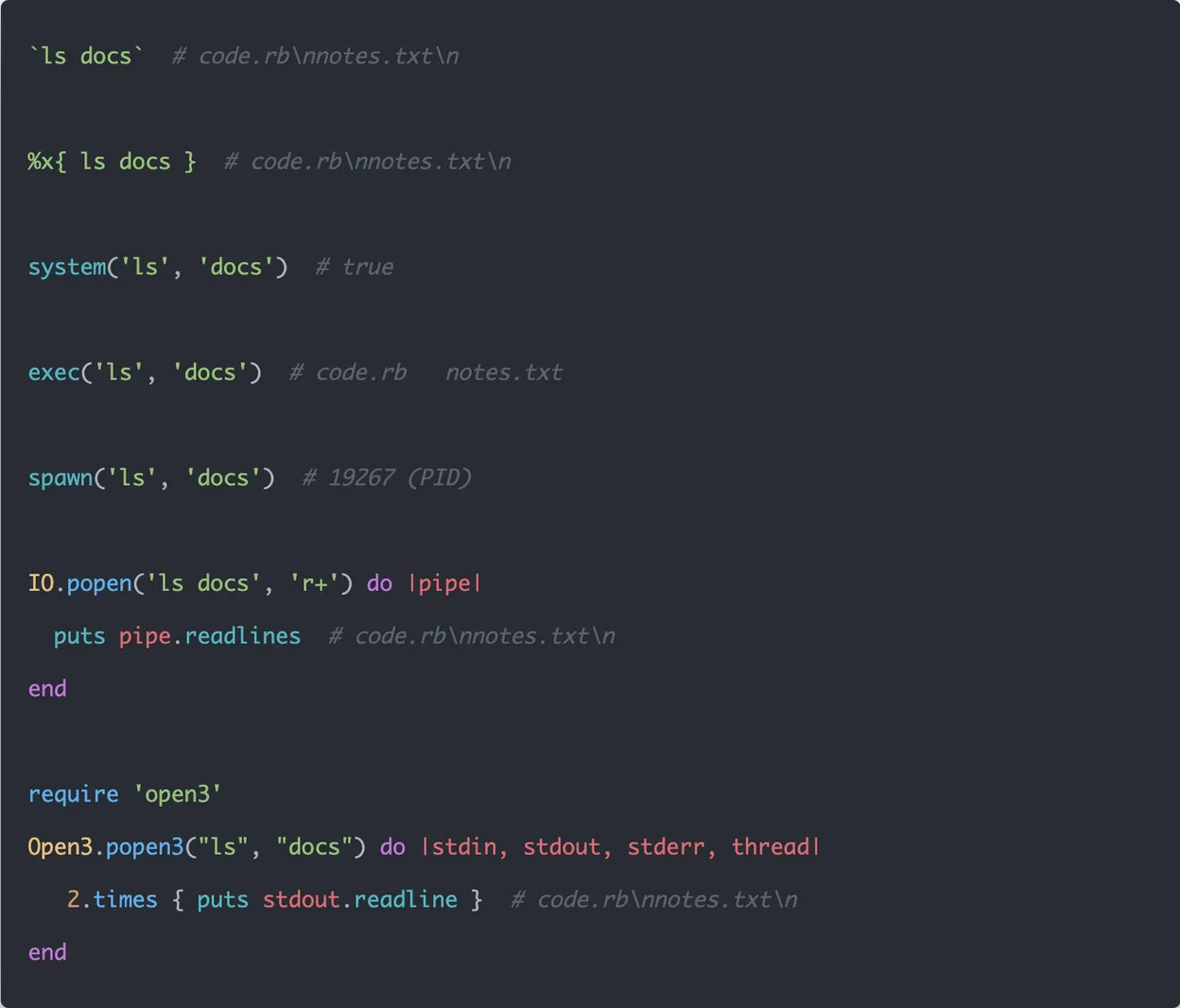 Various Ways to Run Shell Commands in Ruby