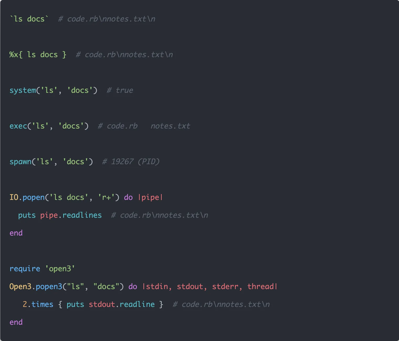 Various Ways to Run Shell Commands in Ruby